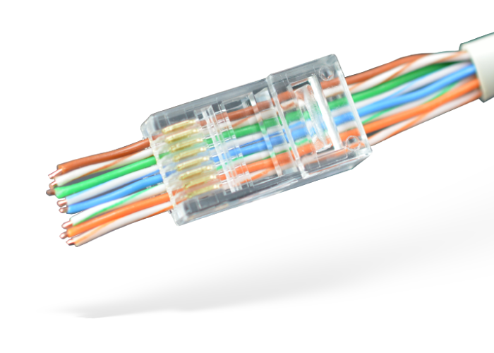 RJ45 passthrough Ethernet connectors