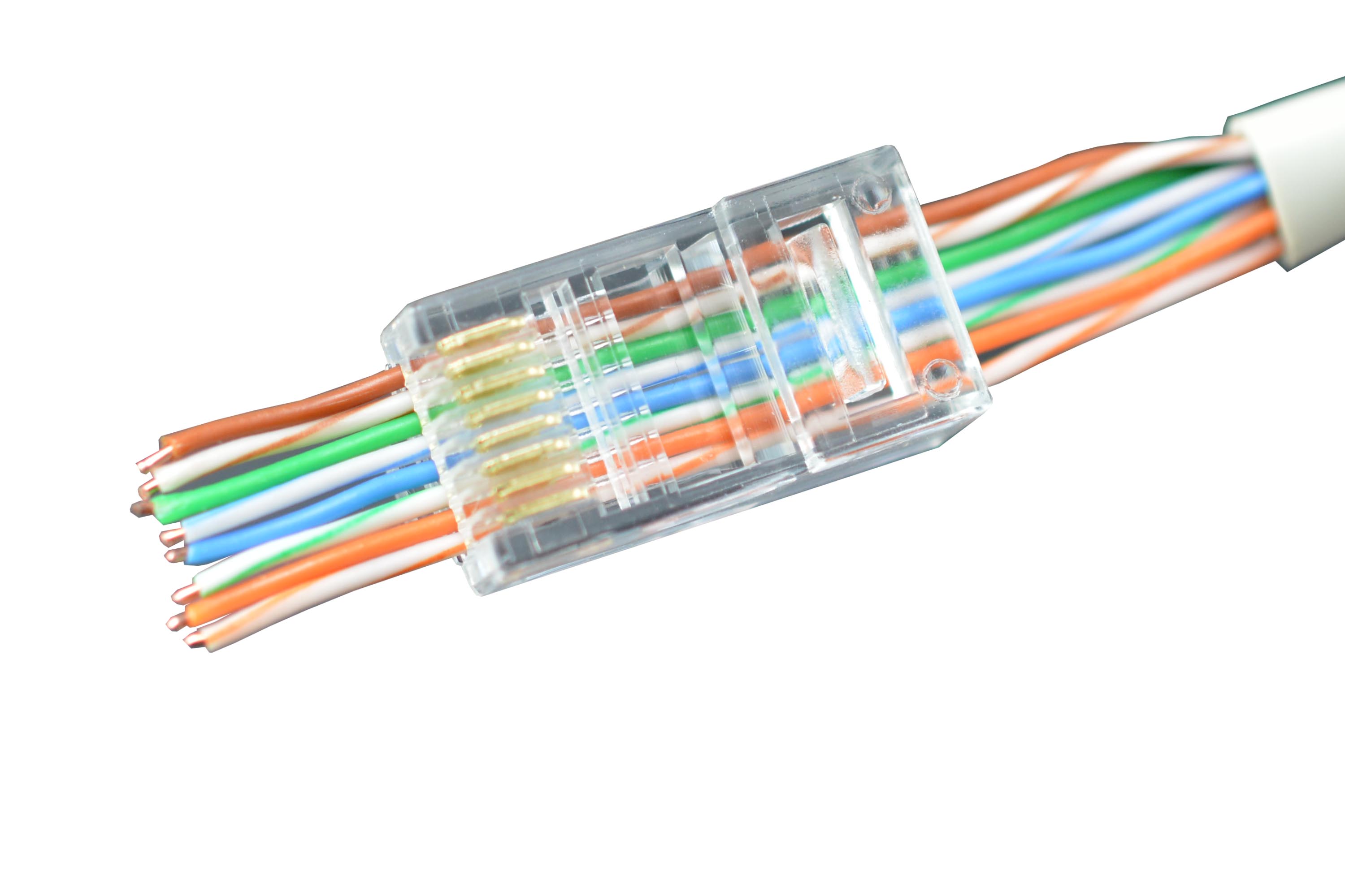 RJ45 passthrough Ethernet connectors